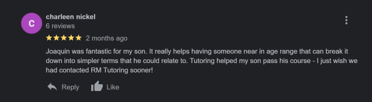 RM Tutoring – In-Home and Online Tutoring for Math, Sciences and More